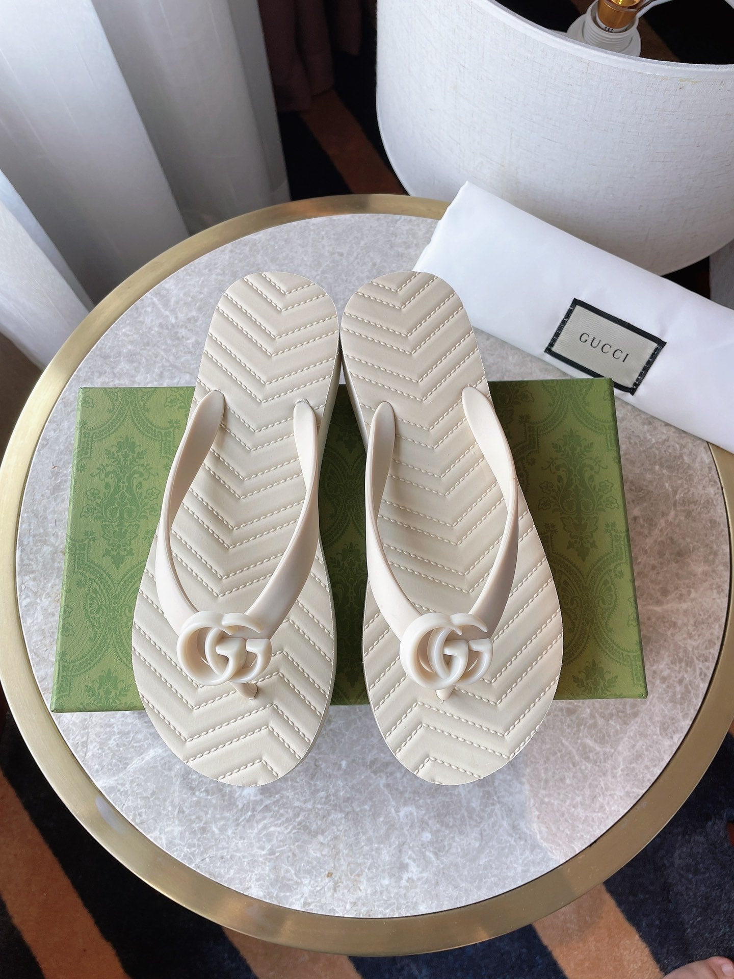 Gucci Chevron Thong Sandals